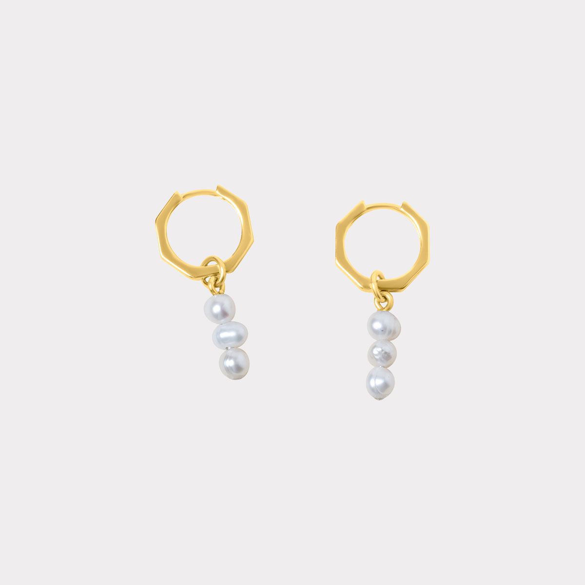 Octagon Pearl Pendant Earrings