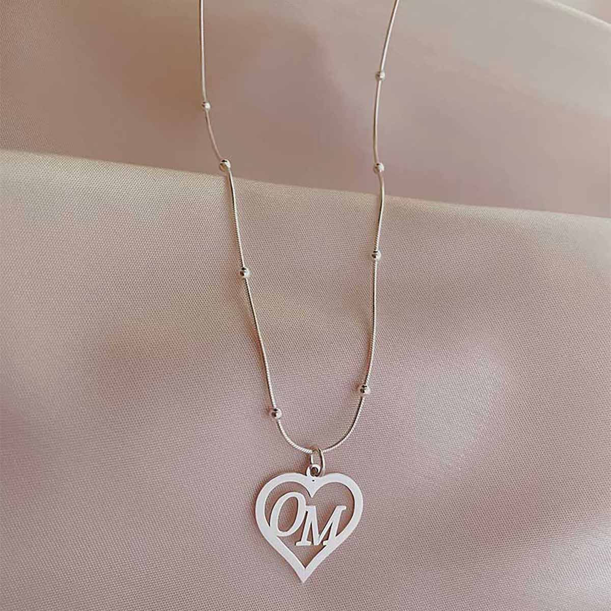 Heart initials necklace